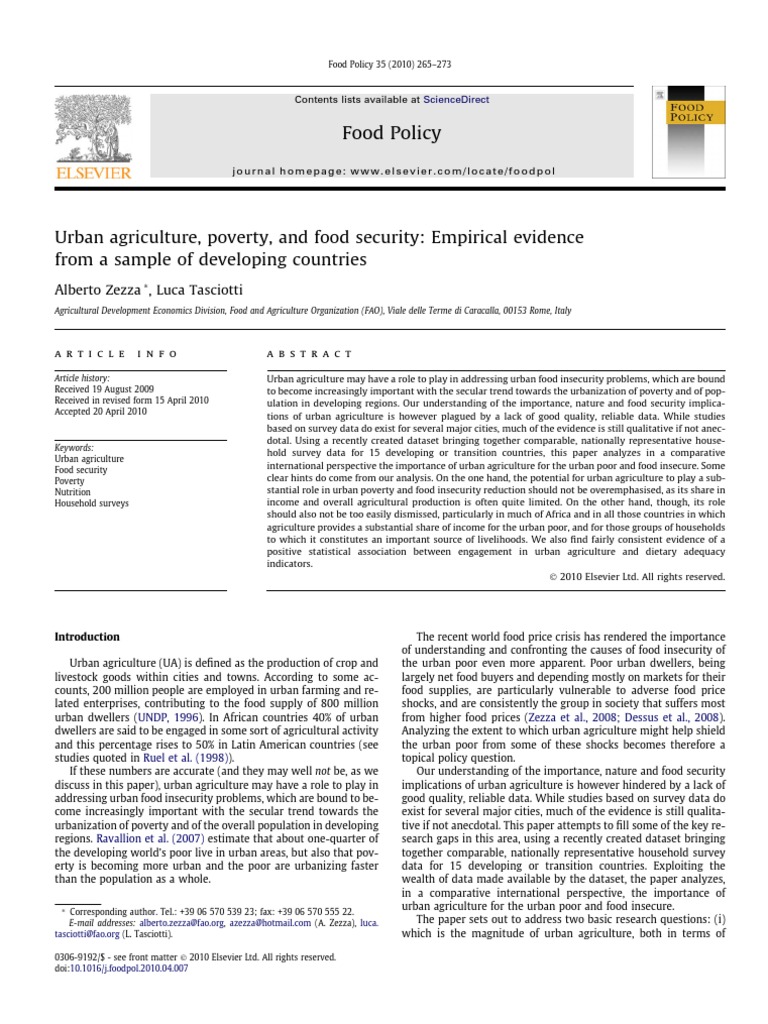 Urban Agriculture's Impact on Food Security | PDF | Food Security ...