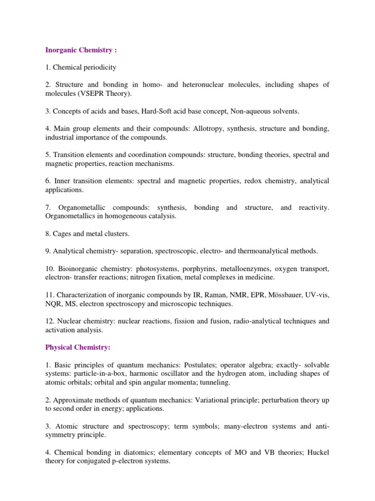 Csir Net Chemical Science Syllabus 2013 | PDF | Chemical Reactions ...