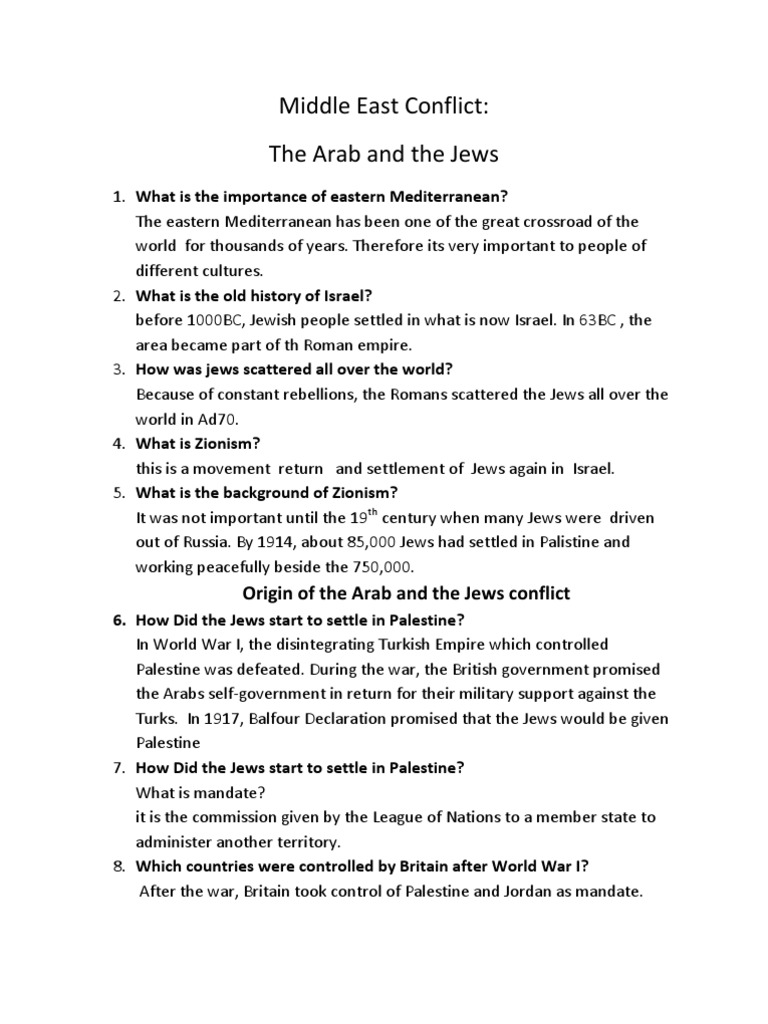 Middle East Conflict | PDF | Mandatory Palestine | Palestine Liberation ...