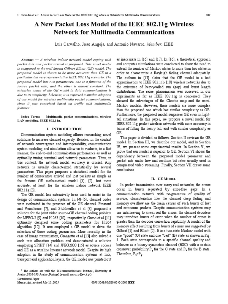 A New Packet Loss Model of The IEEE 802.11g Wireless Network For ...