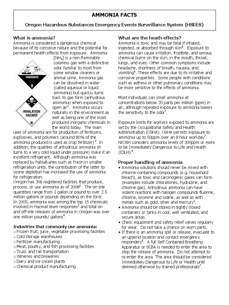 Ammonia Facts Final | Ammonia | Dangerous Goods