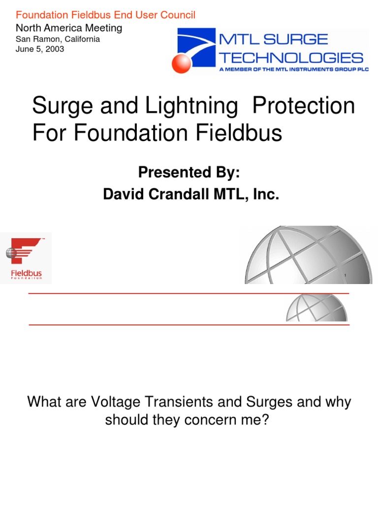 Surge and Lightning Protection For Foundation Fieldbus: Presented By ...