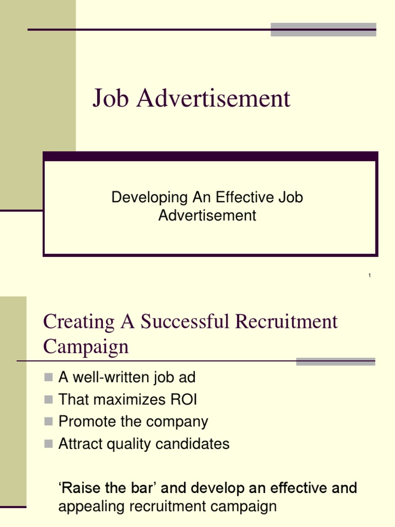 Developing An Effective Job Advertisement | PDF | Advertising | Recruitment