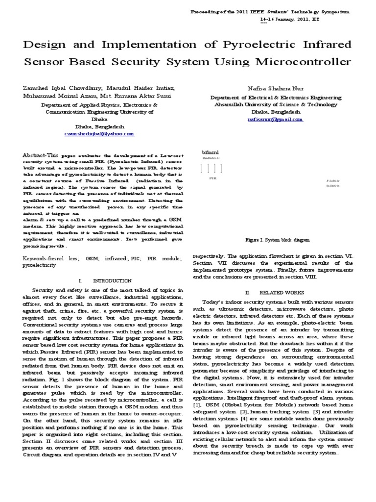 Design and Implementation of Pyroelectric Infrared Sensor Based ...