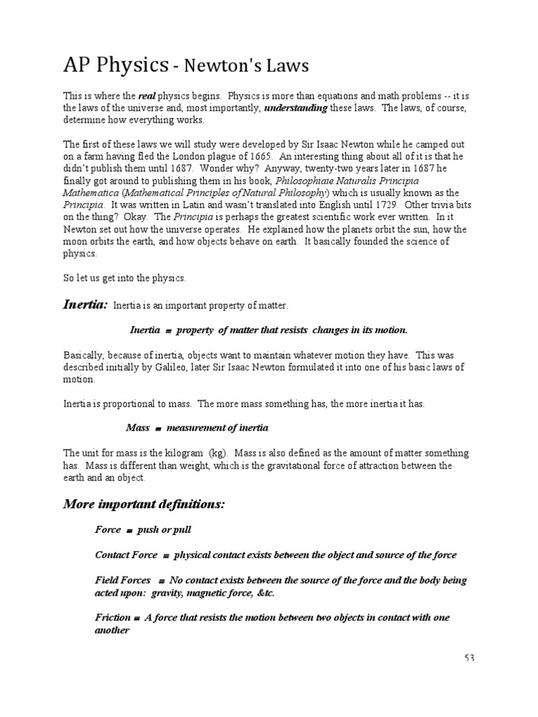 AP Physics: Newton's Laws | PDF | Inertia | Force