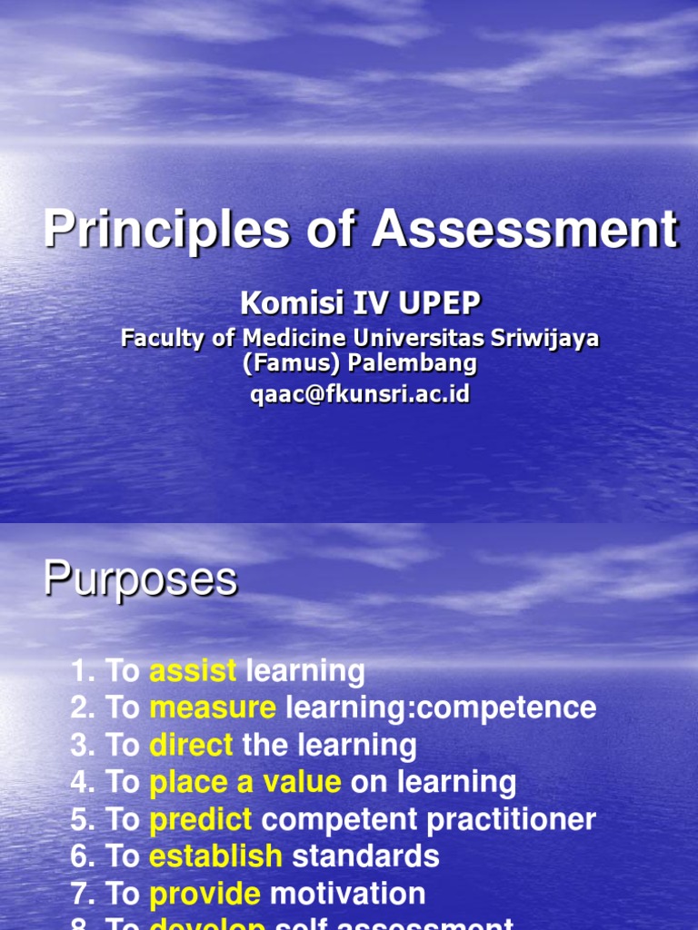 Principles of Assessment in Medical Education | PDF | Educational ...