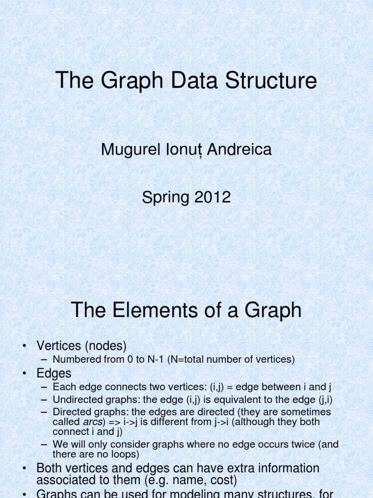 The Graph Data Structure: Mugurel Ionu Ț Andreica | PDF | Vertex (Graph Theory) | Algorithms
