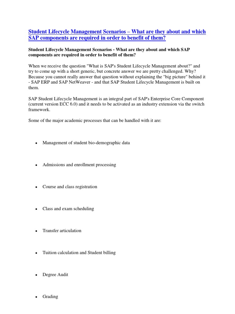 Student Lifecycle Management Scenarios | PDF | Sap Se | Enterprise ...