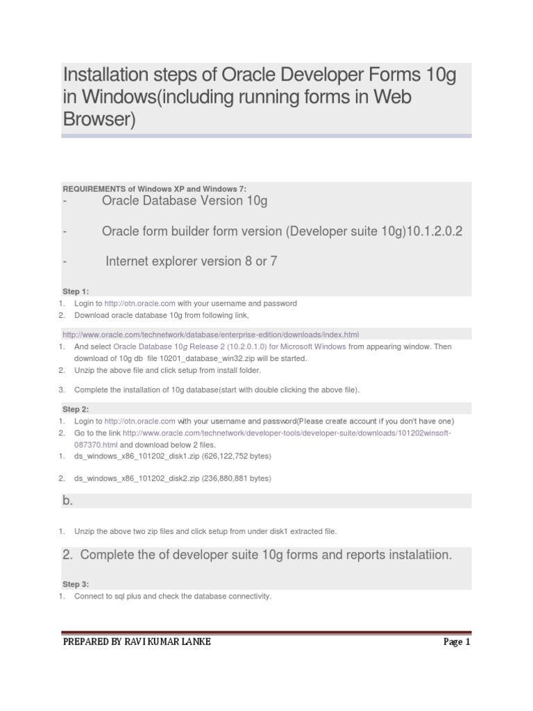 Installation Steps of Oracle Developer Forms 10g in Windows | PDF | Internet Explorer | World ...