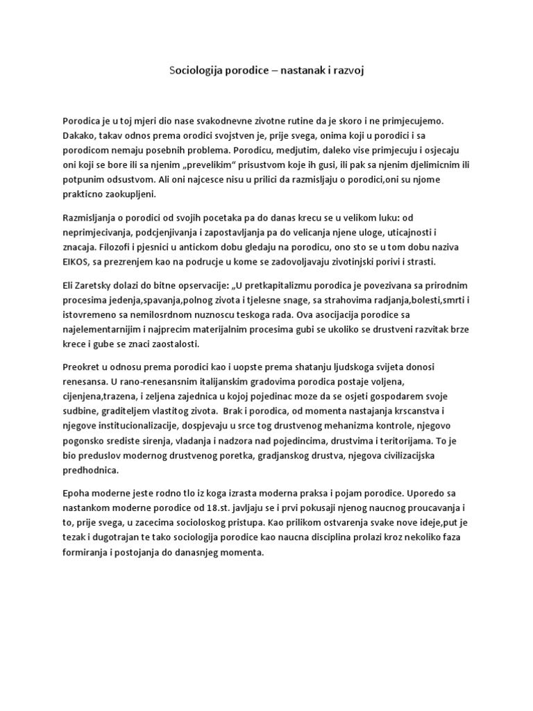 Sociologija Porodice | PDF