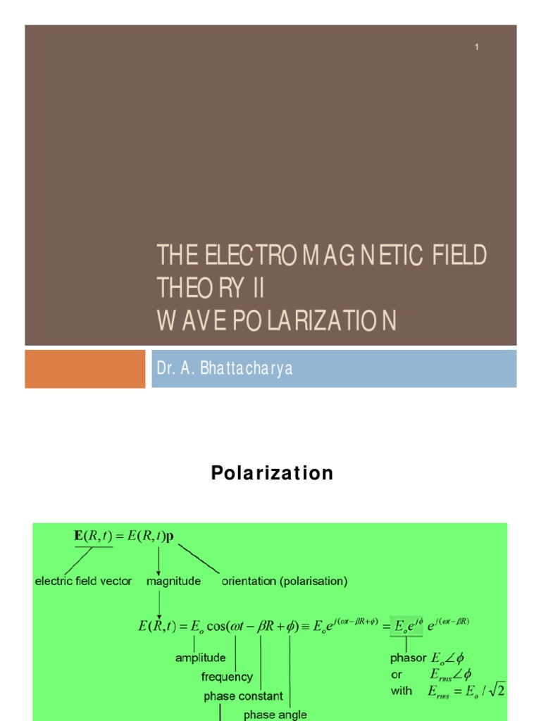 The Electromagnetic Field Theory Ii Wave Polarization: Dr. A ...