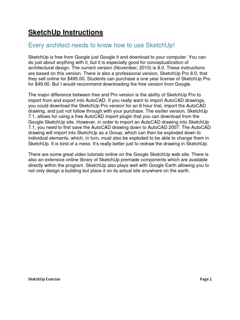 Sketchup Basics | PDF | Computers