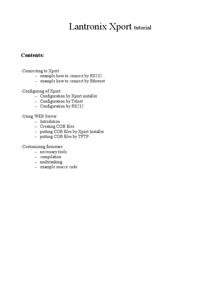 Lantronix Xport Tutorial | PDF | Web Server | Internet & Web