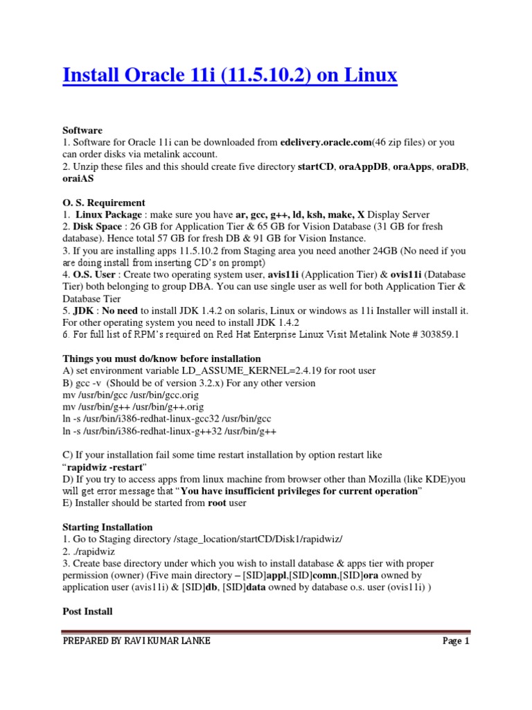 Install Oracle 11i On LINUX | PDF | Installation (Computer Programs) | Oracle Database