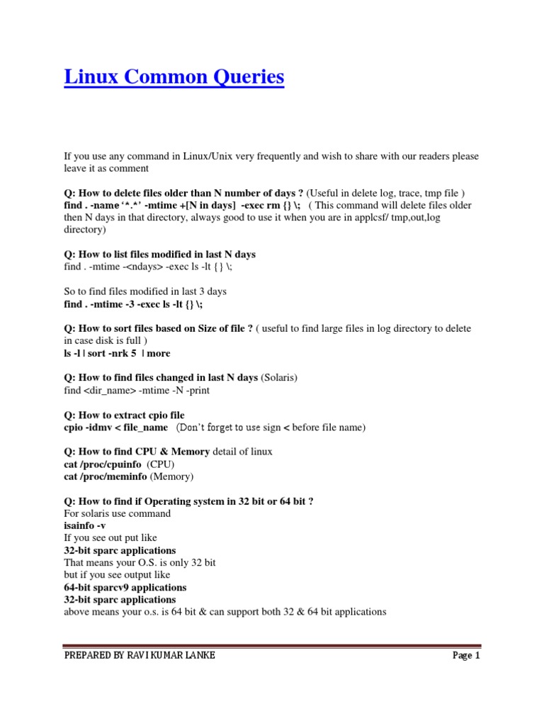 Linux Common Queries | PDF | Operating System | Utility Software