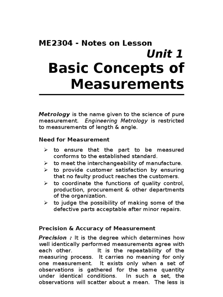 Engineering Metrology & Measurements | PDF | Accuracy And Precision ...