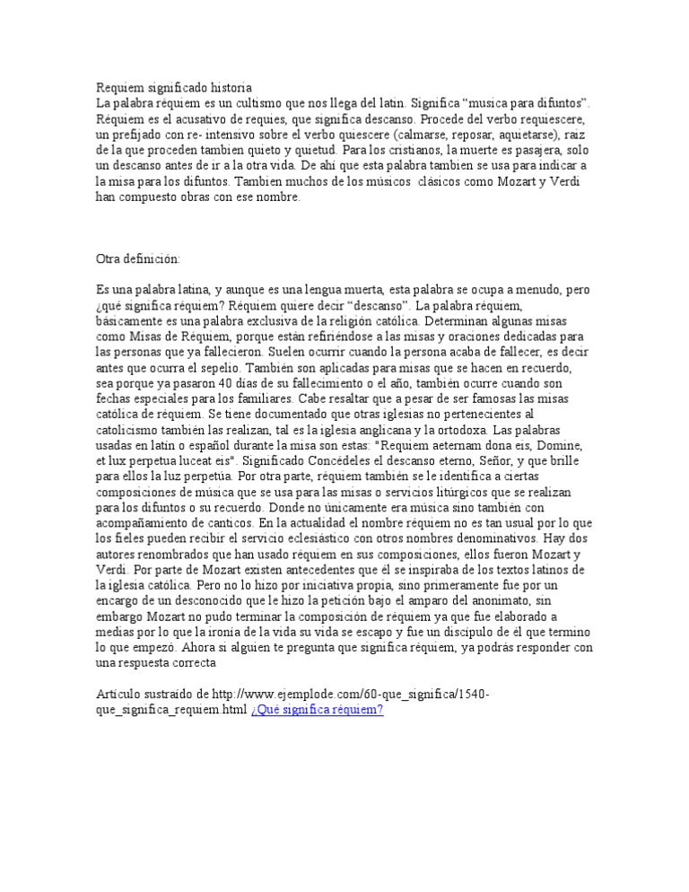 Requiem Significado Historia | PDF | Misa (liturgia) | Religión y creencia