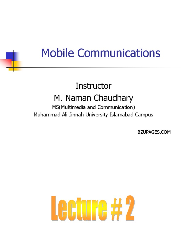 Lecture 2- Chapter 1 Introduction Mobile Communications Jochen Schiller ...