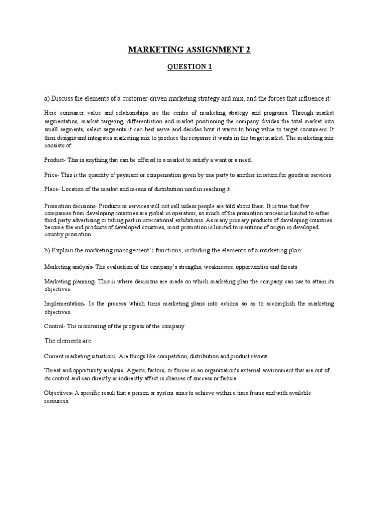 Marketing Assignment 2 | PDF | Strategic Management | Marketing