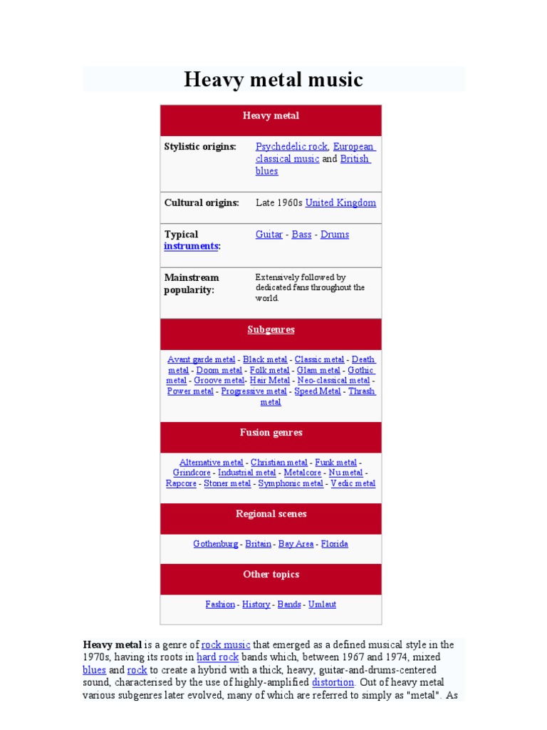 Heavy Metal Music: A Comprehensive Overview of its Origins, Styles ...