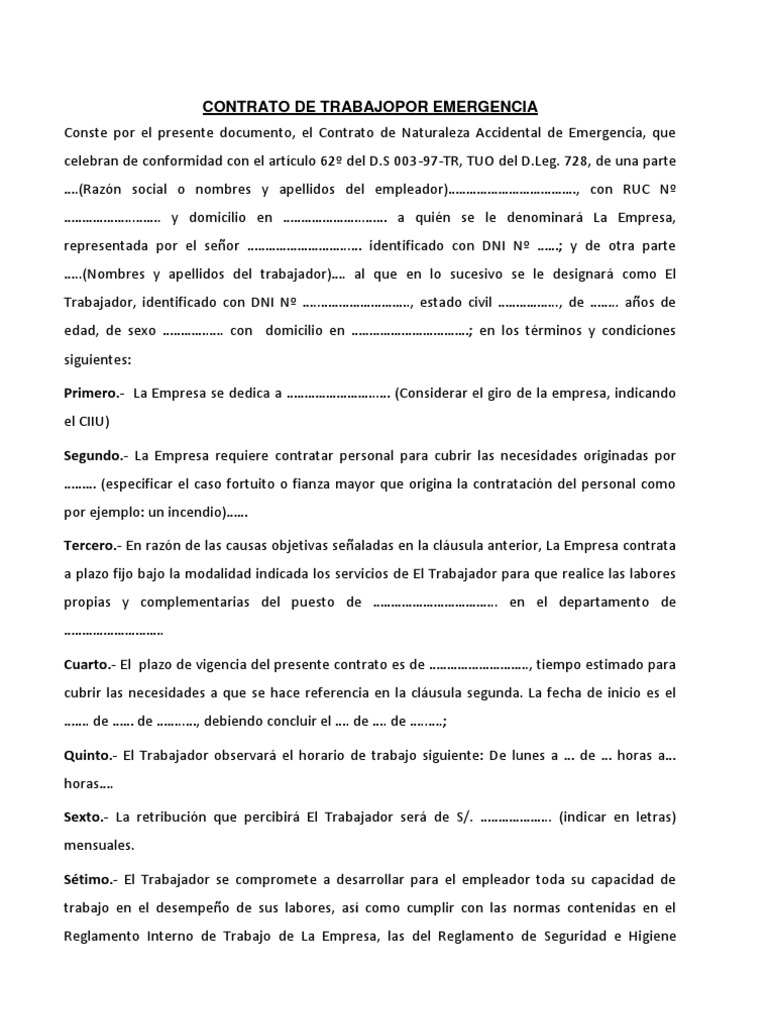 Contrato de Trabajopor Emergencia | PDF | Derecho laboral | Gobierno