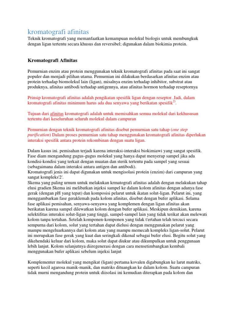 Kromatografi Afinitas Dan Kromatograji Gel | PDF
