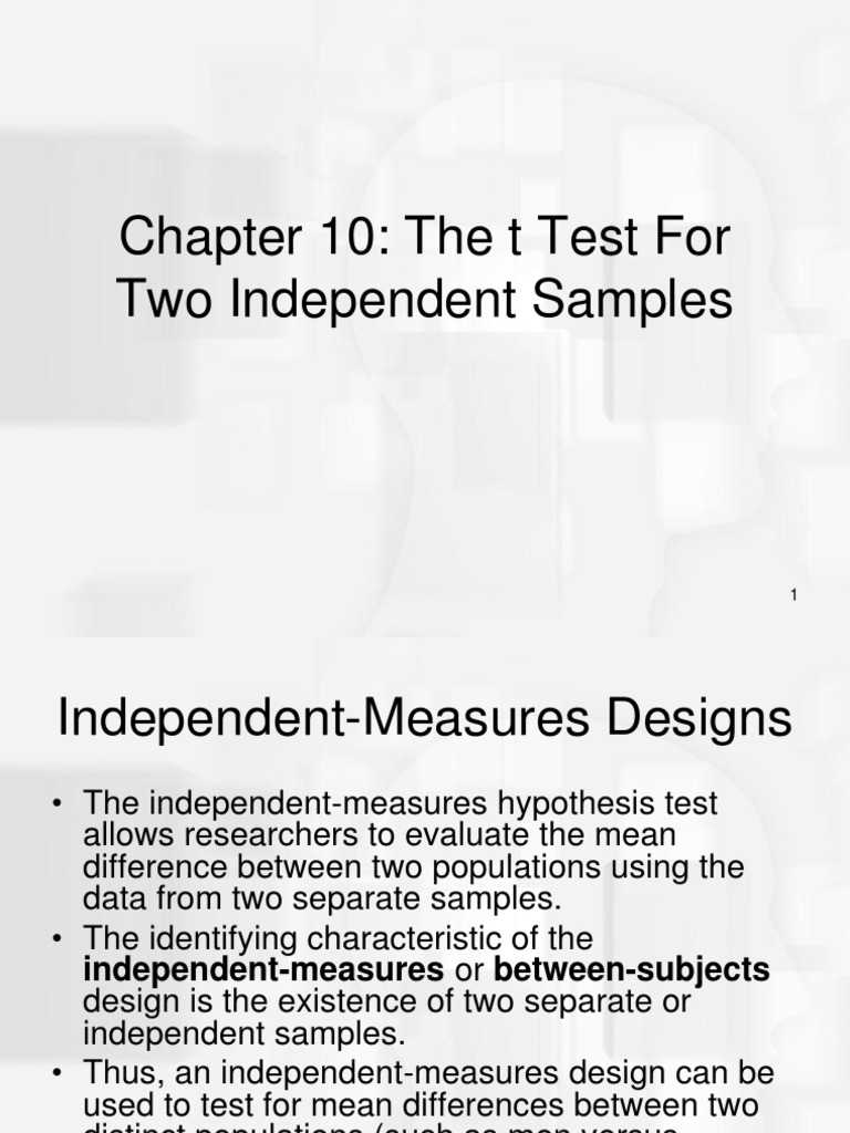 Evaluating Mean Differences Between Two Independent Samples Using the ...