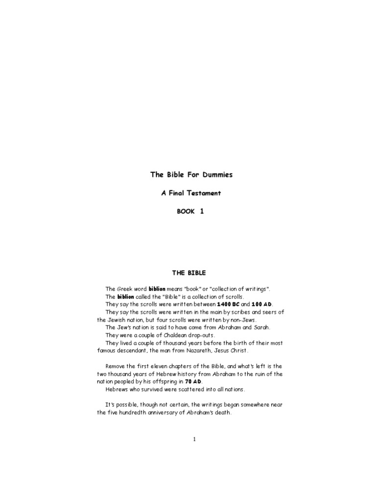 Bible For Dummies - Book 1 | PDF | Adam And Eve | Isaiah