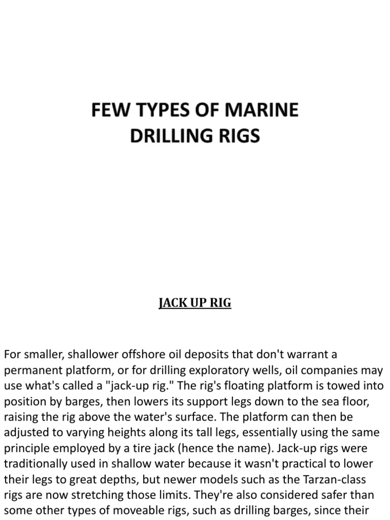 Types of Marine Drilling Rigs | PDF | Drilling Rig | Geotechnical ...