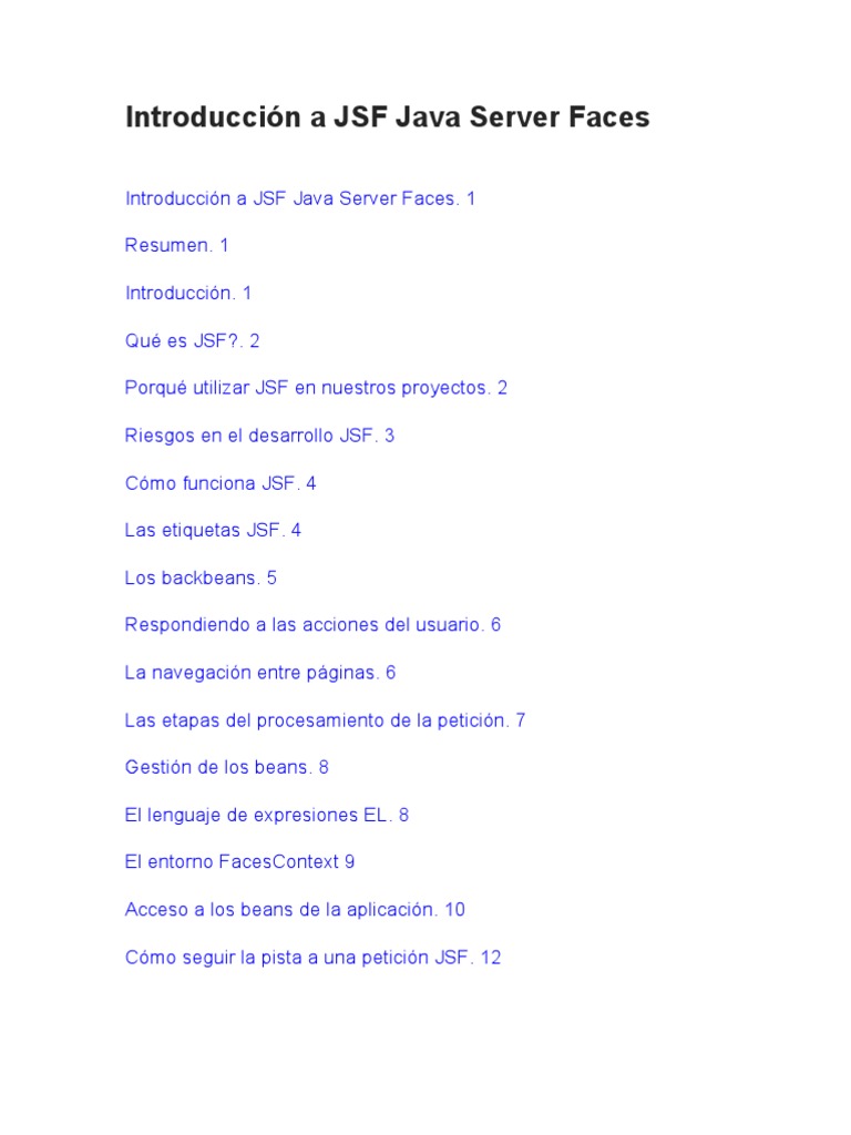 Introducción A JSF Java Server Faces | Descargar gratis PDF | Páginas del servidor Java ...