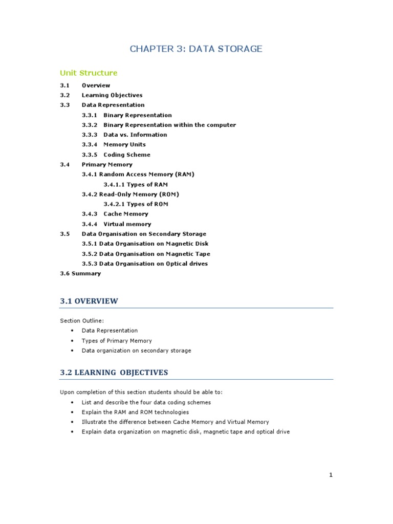 ICT in Orgs Chpt3 Input Output Devices | PDF | Random Access Memory | Read Only Memory