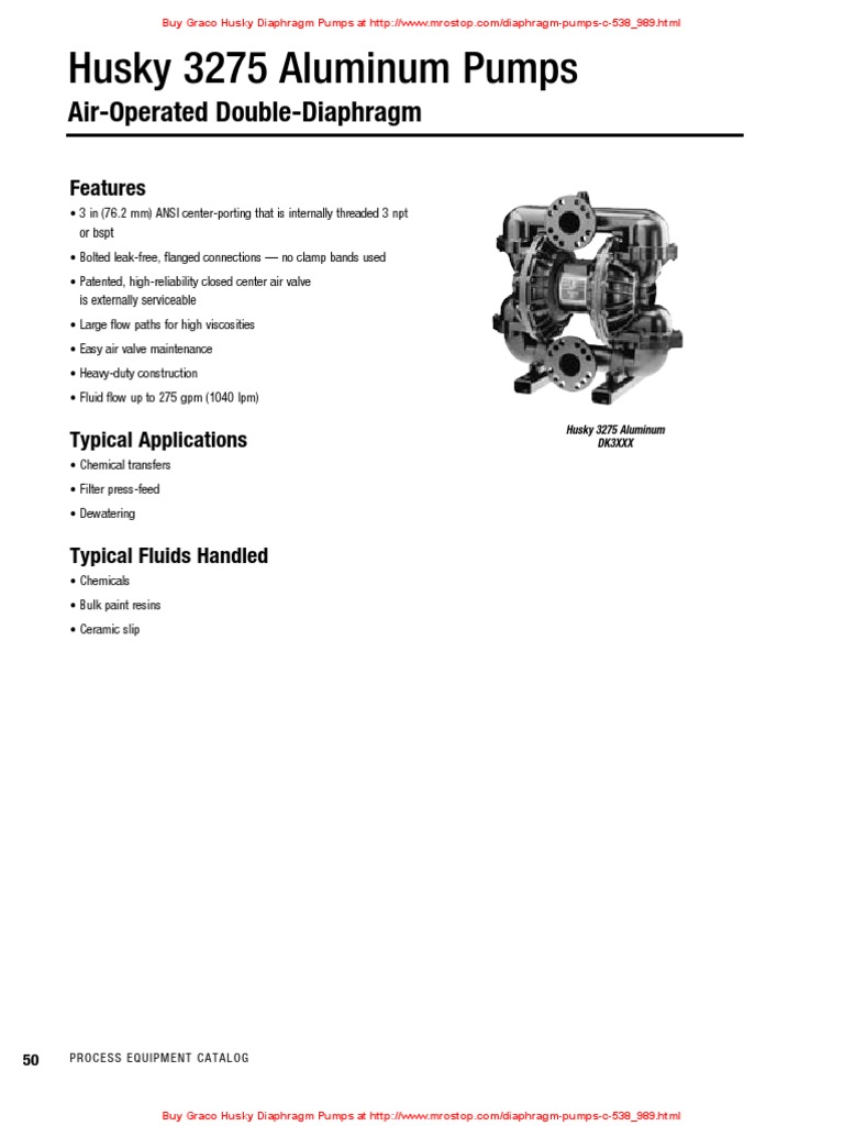 Graco Husky 3275 Diaphragm Pump Data Sheet | Valve | Pump