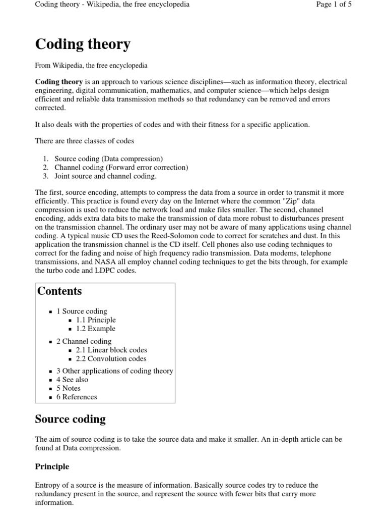 Coding Theory | PDF | Forward Error Correction | Data Compression