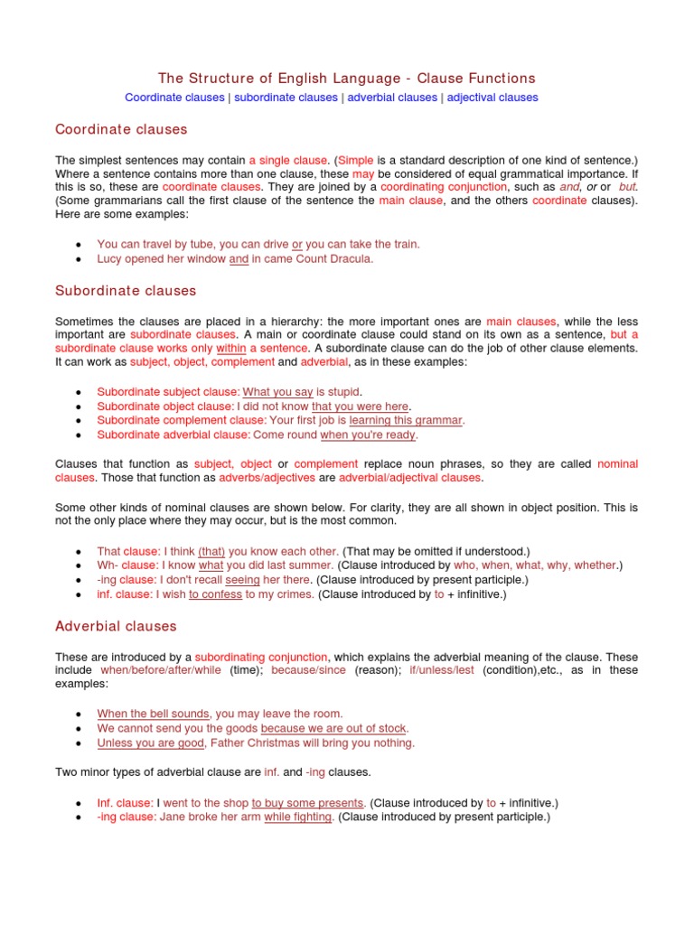 The Structure of English Language | PDF | Adverb | Clause