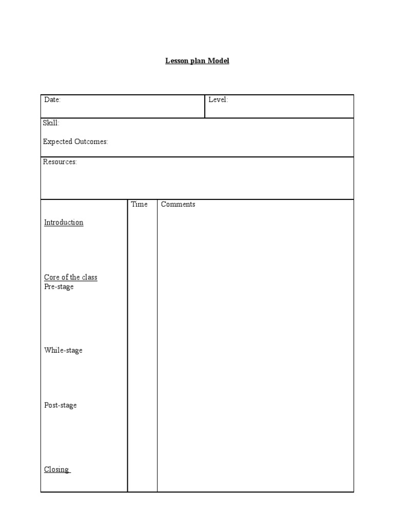 Modelo de Lesson Plan | PDF