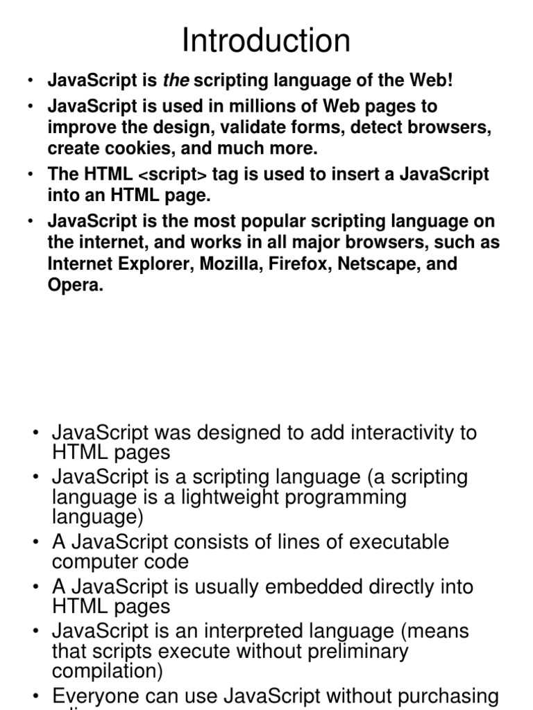 Javascript Is The Scripting Language of The Web! - Javascript Is Used in Millions of Web Pages ...