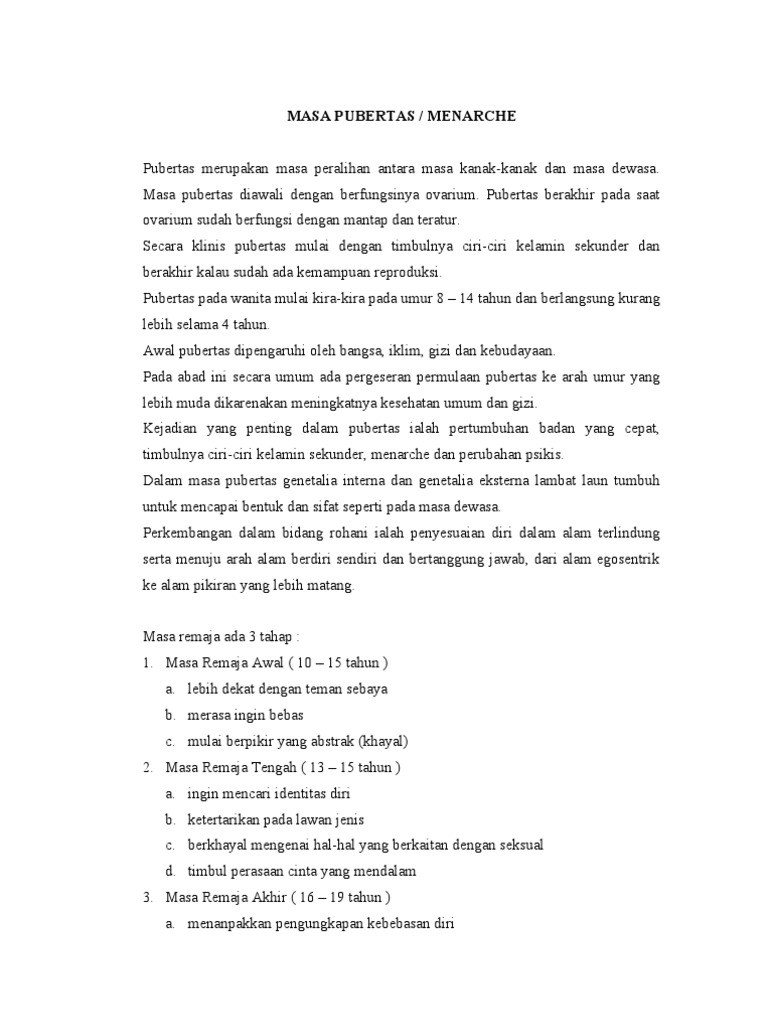 Masa Pubertas | PDF