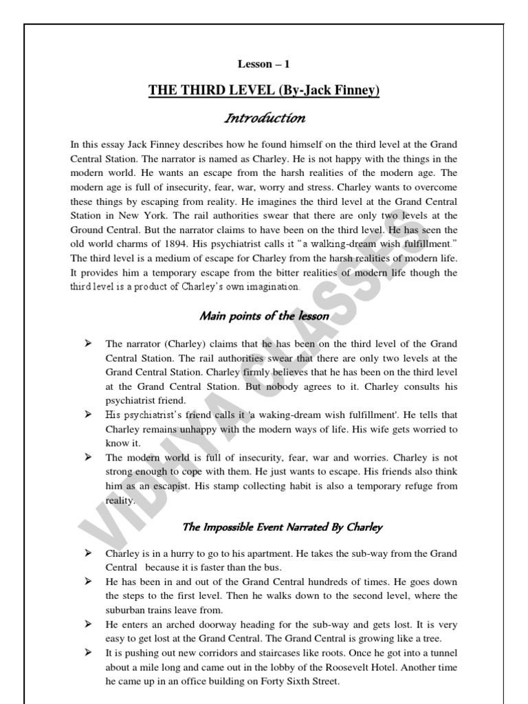 Lesson 1 The Third Level | PDF | Money