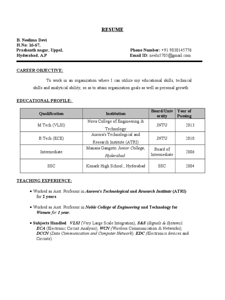 A Well-Rounded Resume Highlighting Teaching Experience, Technical ...