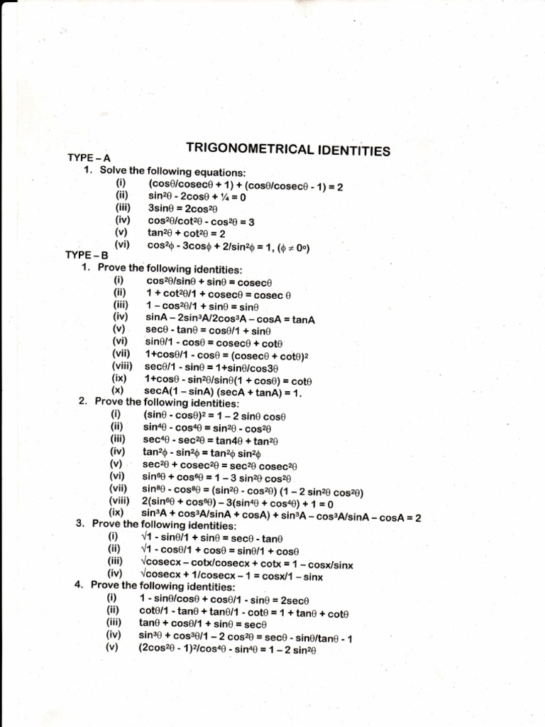 Trigonometric Identities and Equations | PDF