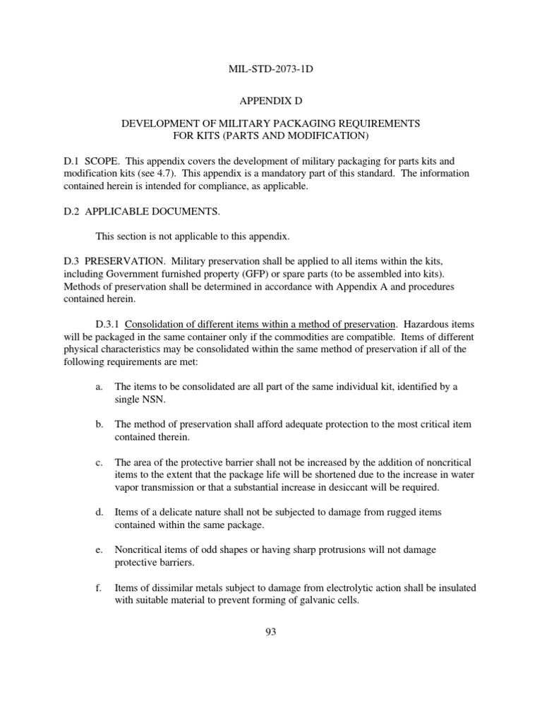 Mil STD 2073 1d (Appendix D) | PDF | Packaging And Labeling | Metals