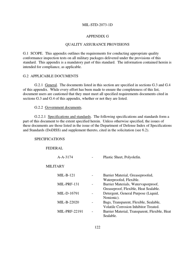 ~Mil Std 2073 1d (Appendix g) | Leak | Specification (Technical Standard)