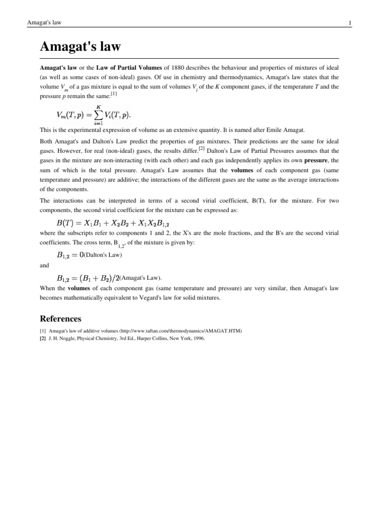 Amagat's Law | PDF