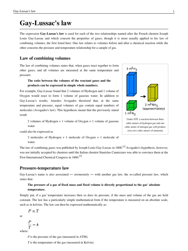 Gay Lussac's Law | Gases | Energy Technology