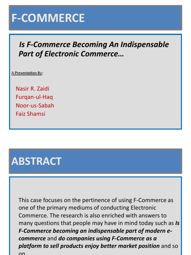 F-Commerce: Is F-Commerce Becoming An Indispensable Part of Electronic ...