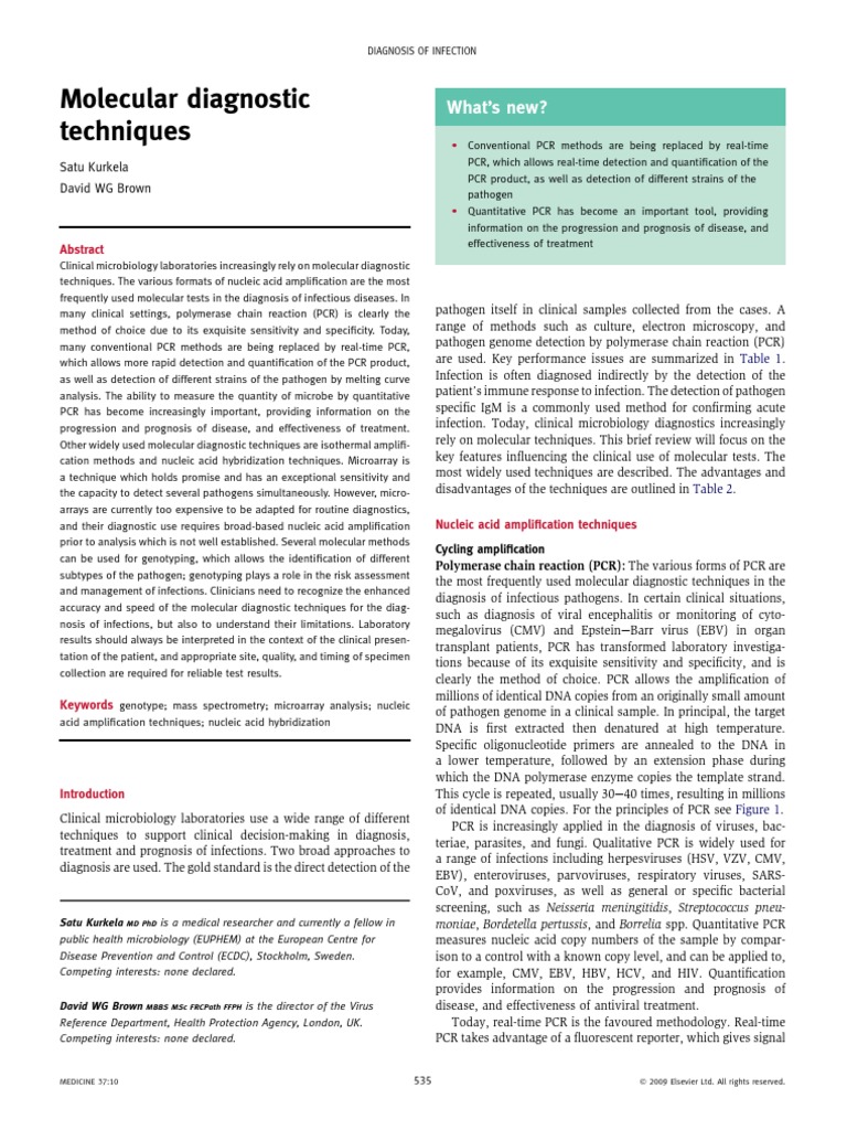 Molecular Diagnostic Techniques | PDF | Polymerase Chain Reaction ...