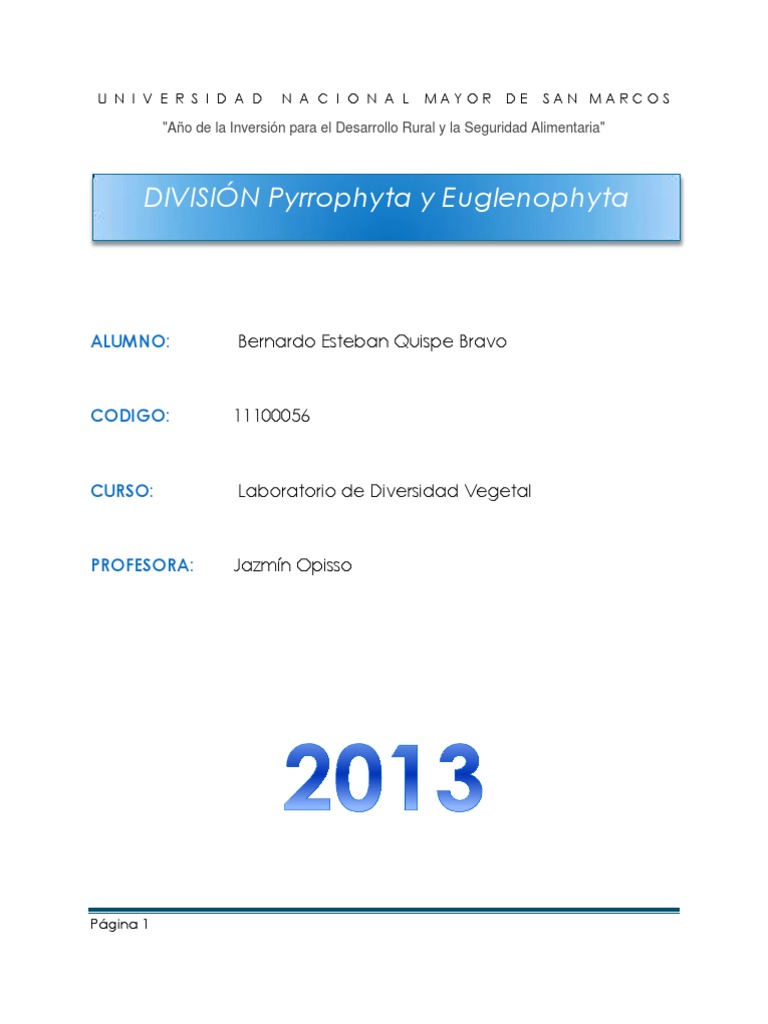 DIVISIÓN Pyrrophyta y Euglenophyta | PDF | Algas | Biología
