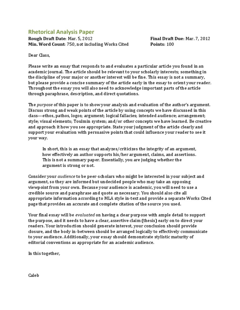 Rhetorical Analysis Essay Guidelines | PDF | Audience | Essays