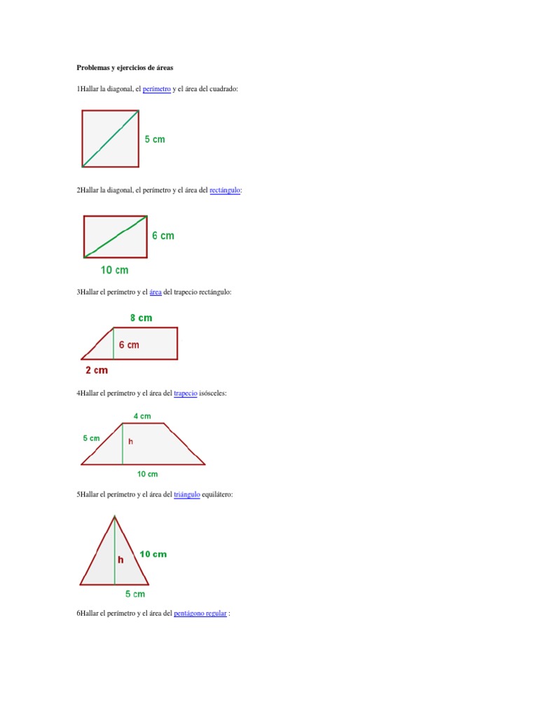 Problemas y Ejercicios de Áreas | PDF | Triángulo | Circulo