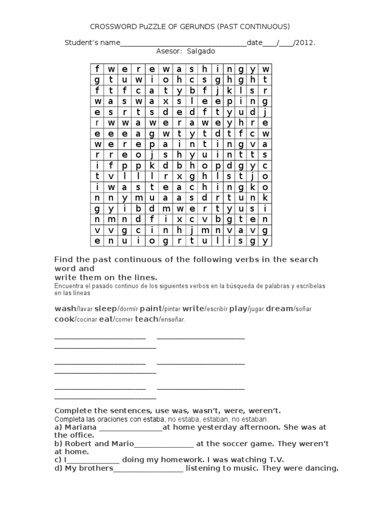 Crossword Puzzle Gerunds | PDF | Syntactic Relationships | Grammatical ...